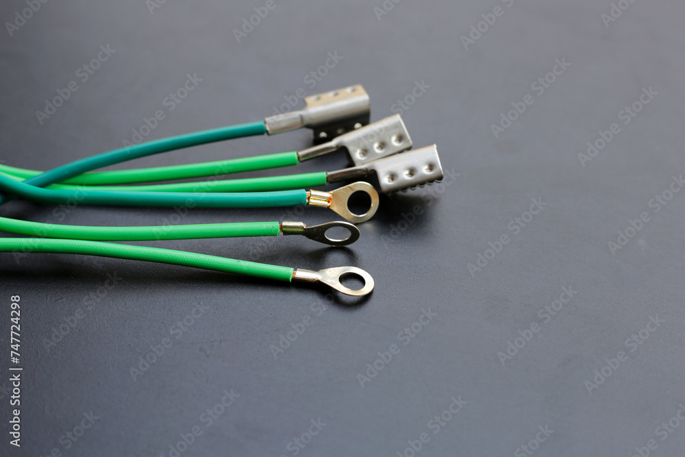 Electrical cables with terminals. Wires used to power machine tools ...