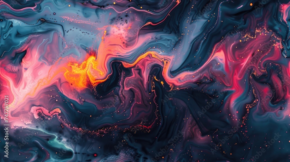 Abstract neon liquid wavy background. Liquid art, marbling texture ...