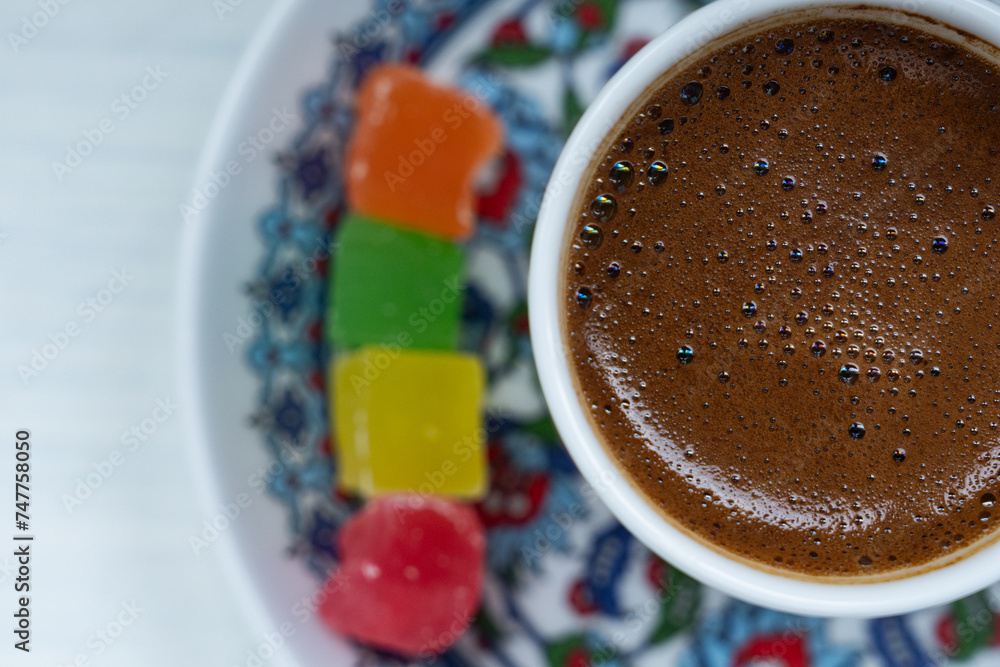 Turkish Coffee (Turk Kahvesi) and Colorful Turkish Delights Photo ...