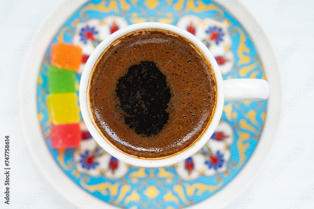 Turkish Coffee (Turk Kahvesi) and Colorful Turkish Delights Photo ...