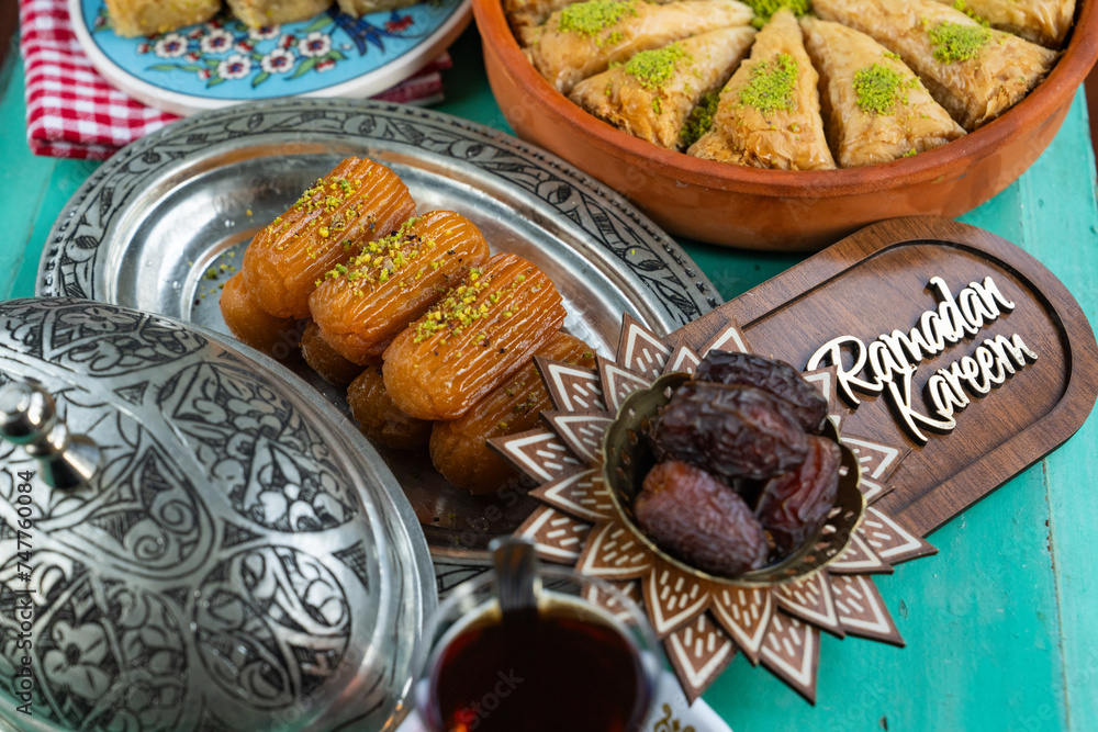 Traditional Turkish Sherbet Desserts (Baklava, Tulumba, Carrot Slice ...