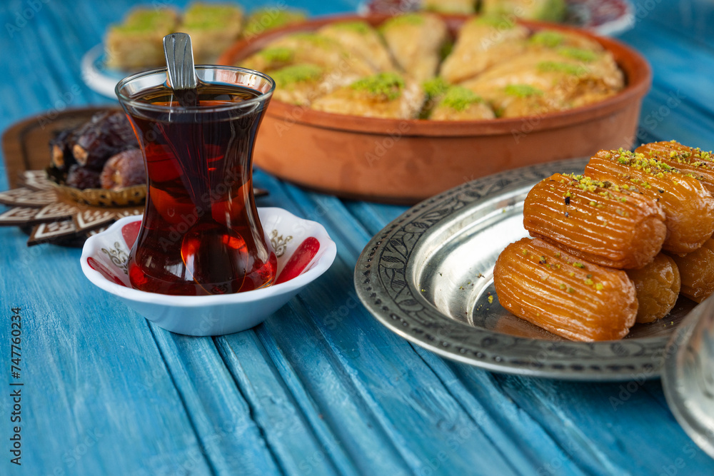 Turkish Tea (Turk Cayi) in the Traditional Turkish Sherbet Desserts ...