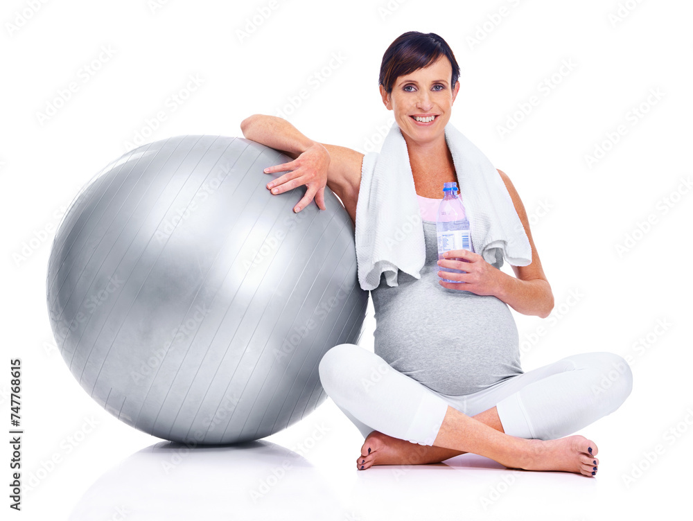 Pregnant female person, portrait and studio for final trimester ...