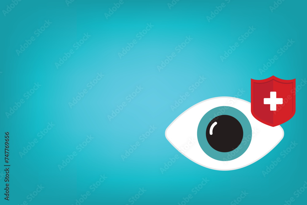 Eyesight protection. Vector illustration of human eye with guard shield ...