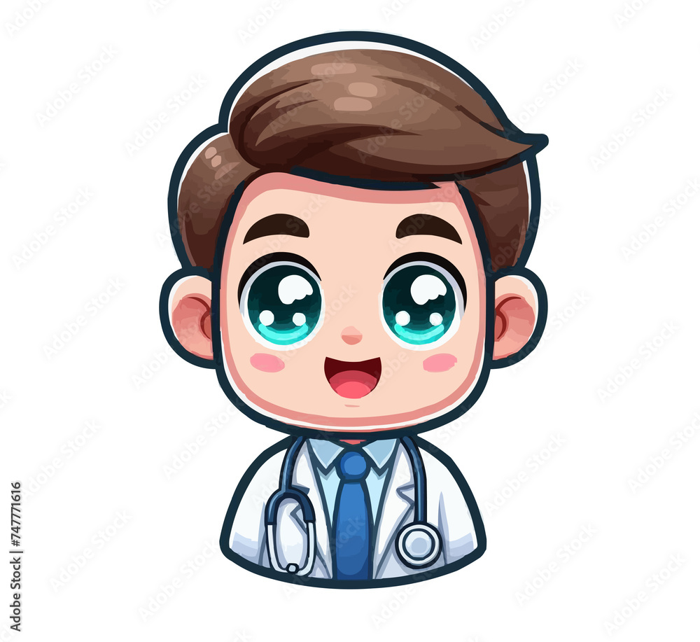 Cute Cartoon Doctor Head Illustration with Stethoscope, Ideal for ...