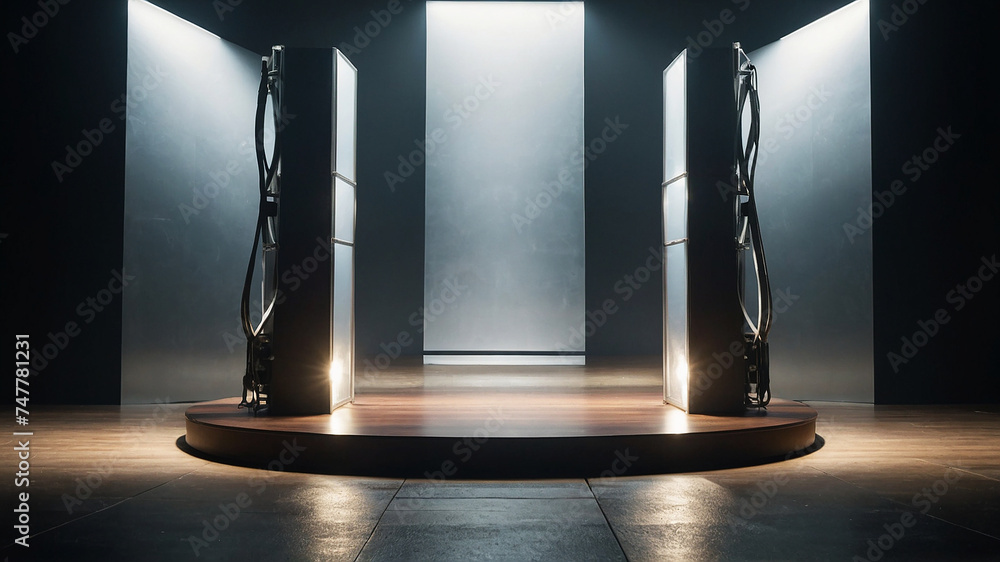 podium, large angle of inclination of the podium, large surface of the ...