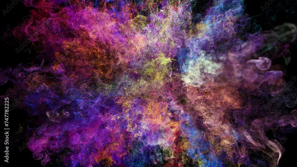 Color particles powder explosion animation, super slow motion. This ...