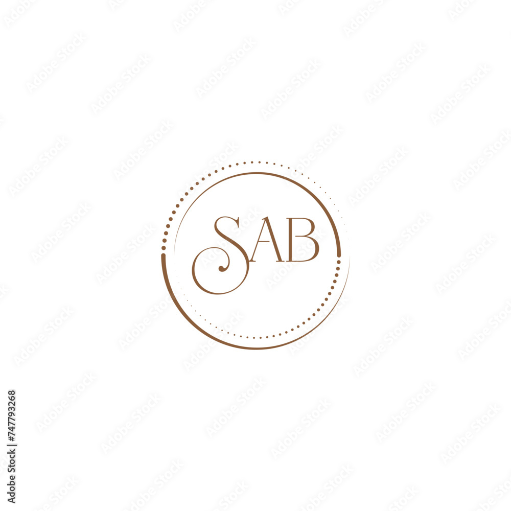 SAB creative initial letter flat monogram logo design with White ...