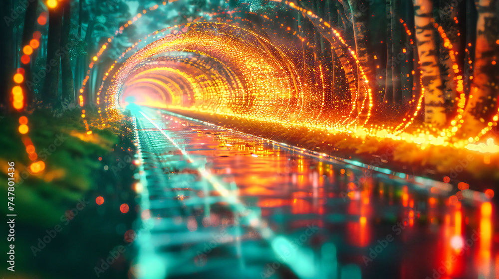 High-Speed Motion Through Futuristic Tunnel, Blur of Light and Color ...