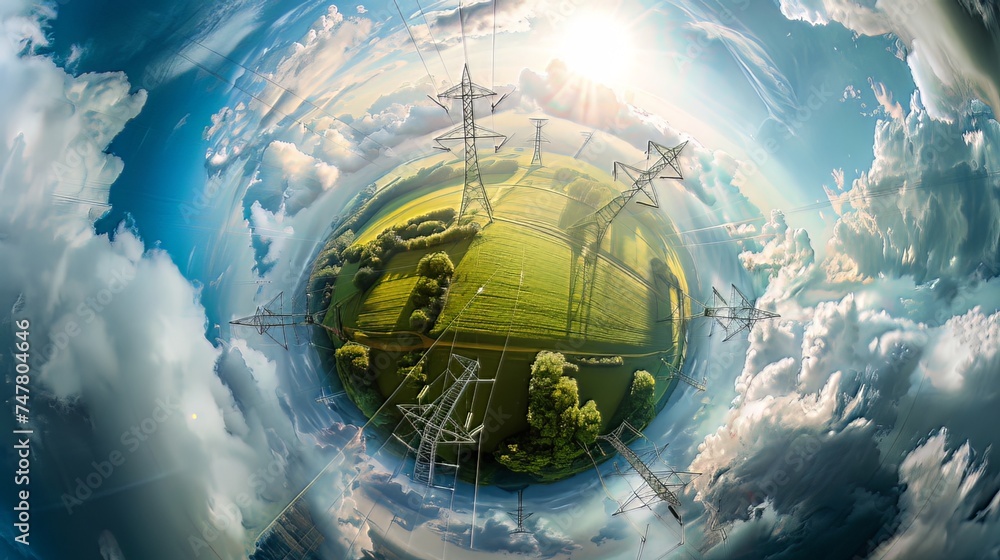 The green little planet transformation unfolds in a spherical panorama ...
