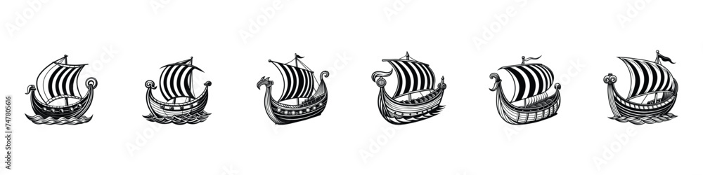 viking's ship on a white background, Drakkar sign. Viking transport ...