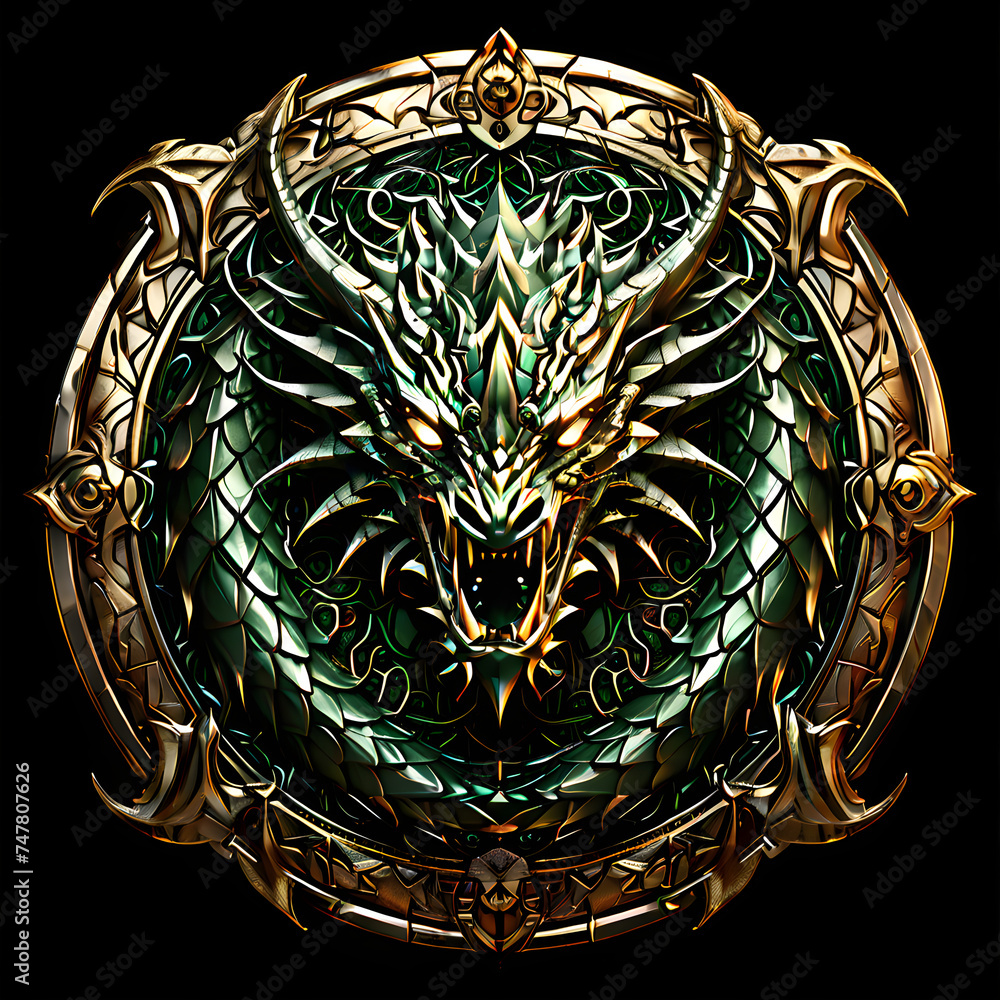 Green Dragon logo icons, chinese zodiac, emblem, ancient mythical ...