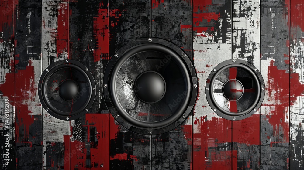 3D subwoofer with a symmetrical, simple background and a grunge texture ...