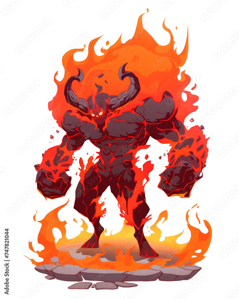 ifrit god monster face character, style illustration. Design for t ...