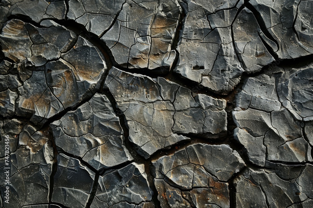 macro photograph of a cracked rock, highlighting the sharp edges and ...