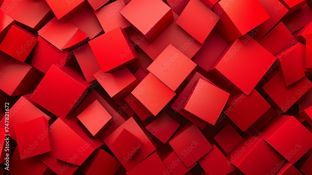 Bright red 3D cubes. Abstract background. 3d rendering illustration ...