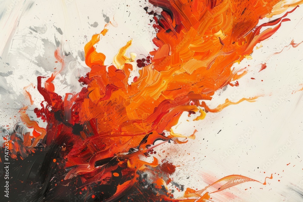 abstract expression of fiery passion, with bold strokes of red and ...