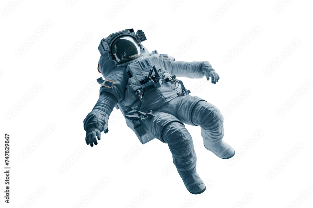 An astronaut clad in a detailed space suit floating against a ...