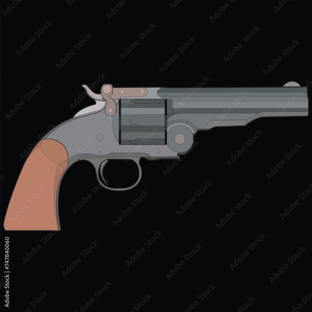 Vector of Revolver art, Shooting gun, Weapon illustration, Vector ...