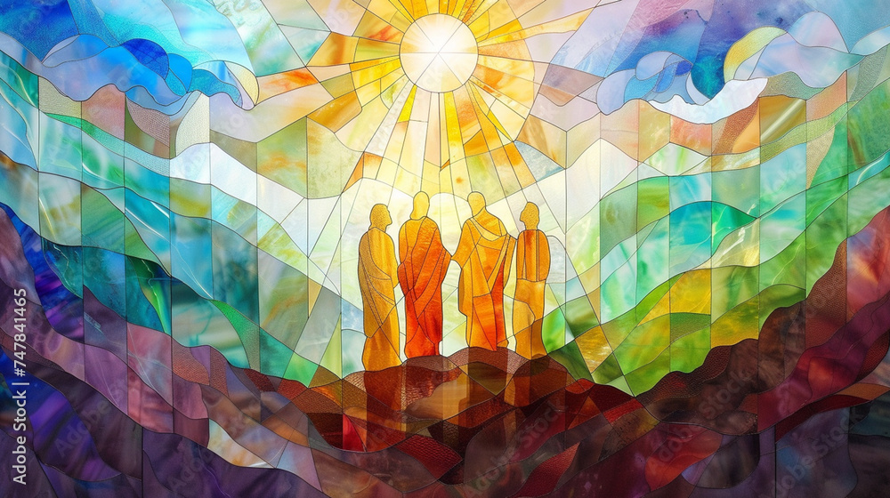 Illustrate the Transfiguration of Jesus on the mountain with Moses and ...