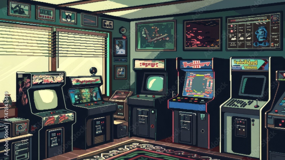 A cozy home arcade setup exudes comfort and nostalgia, featuring a ...