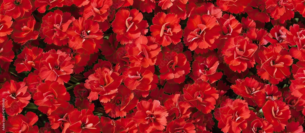 A bunch of vibrant red flowers, identified as Red Flowered Dianthus ...