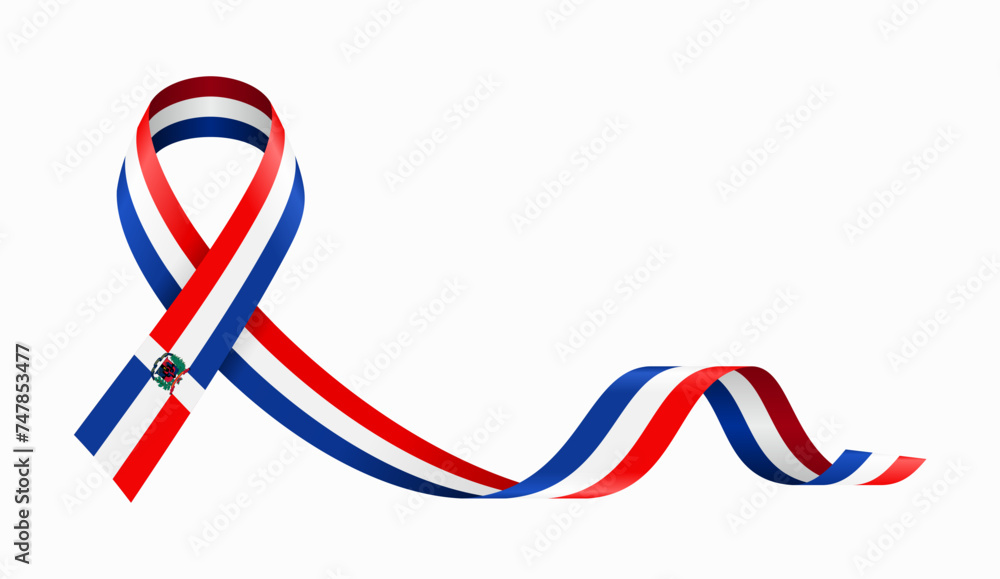 Dominican Republic flag stripe ribbon wavy background layout. Vector ...