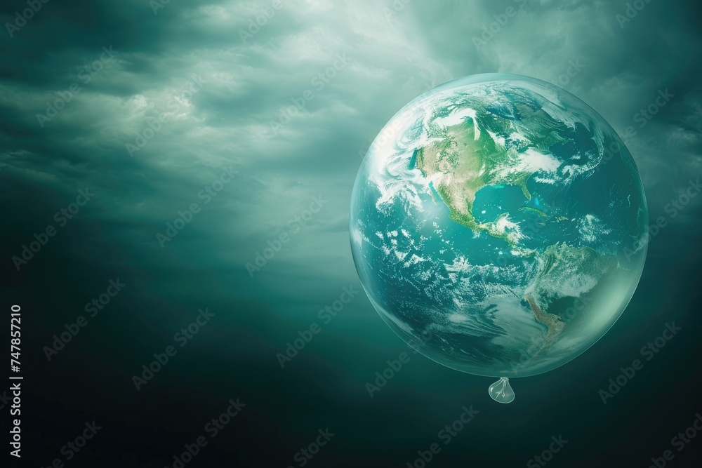 Earth Suspended in Midair With Blue Atmosphere and White Clouds, The ...