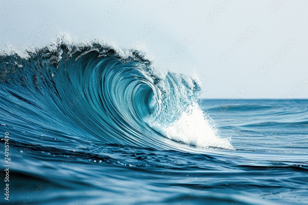 A powerful large wave creates an impressive splash as it crashes in the ...