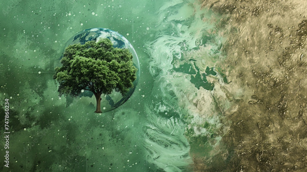 Comparing the green earth with the effects of air pollution from human ...