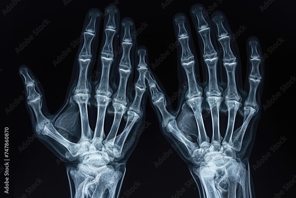 This x-ray captures the intricate details of a human hand and wrist ...