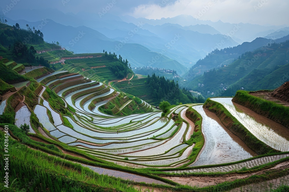 A panoramic view of the awe-inspiring rice terraces in the scenic ...