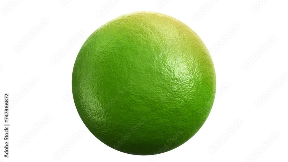 Realistic looping 3D animation of the spinning fresh ripe calamansi ...