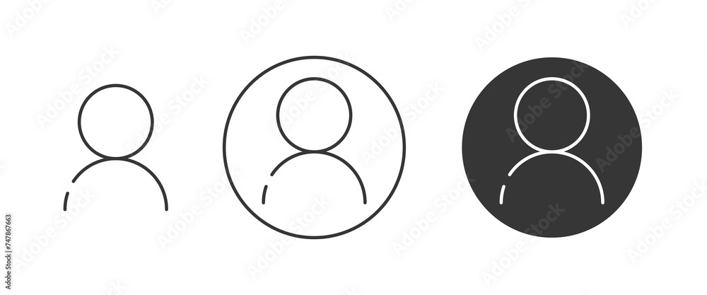 User, person line icon set. Profile outline sign. Editable stroke ...