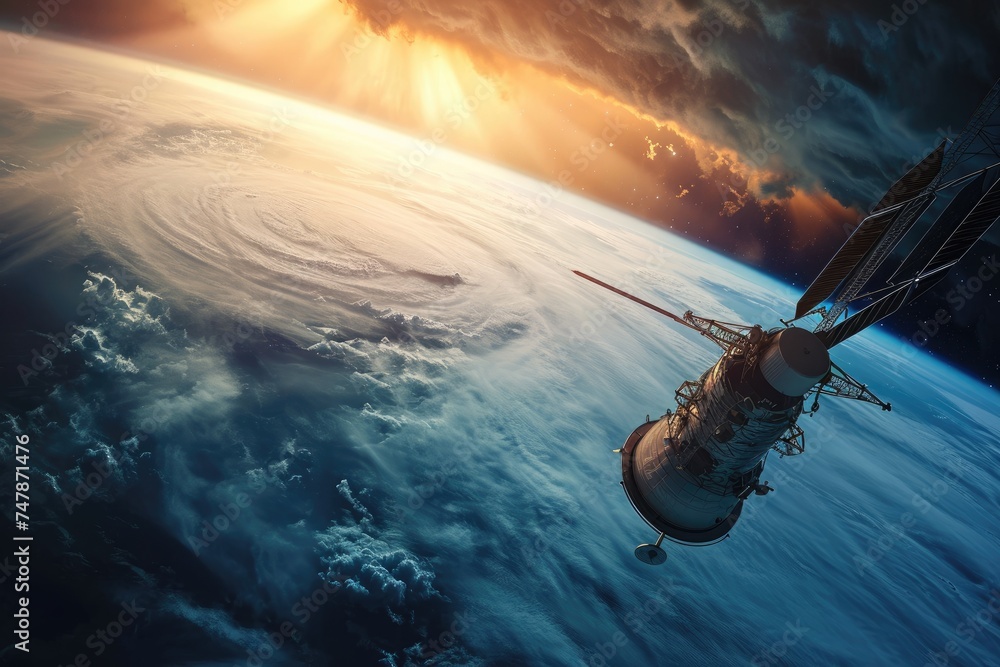 This artists rendering depicts a satellite satellite floating in space ...