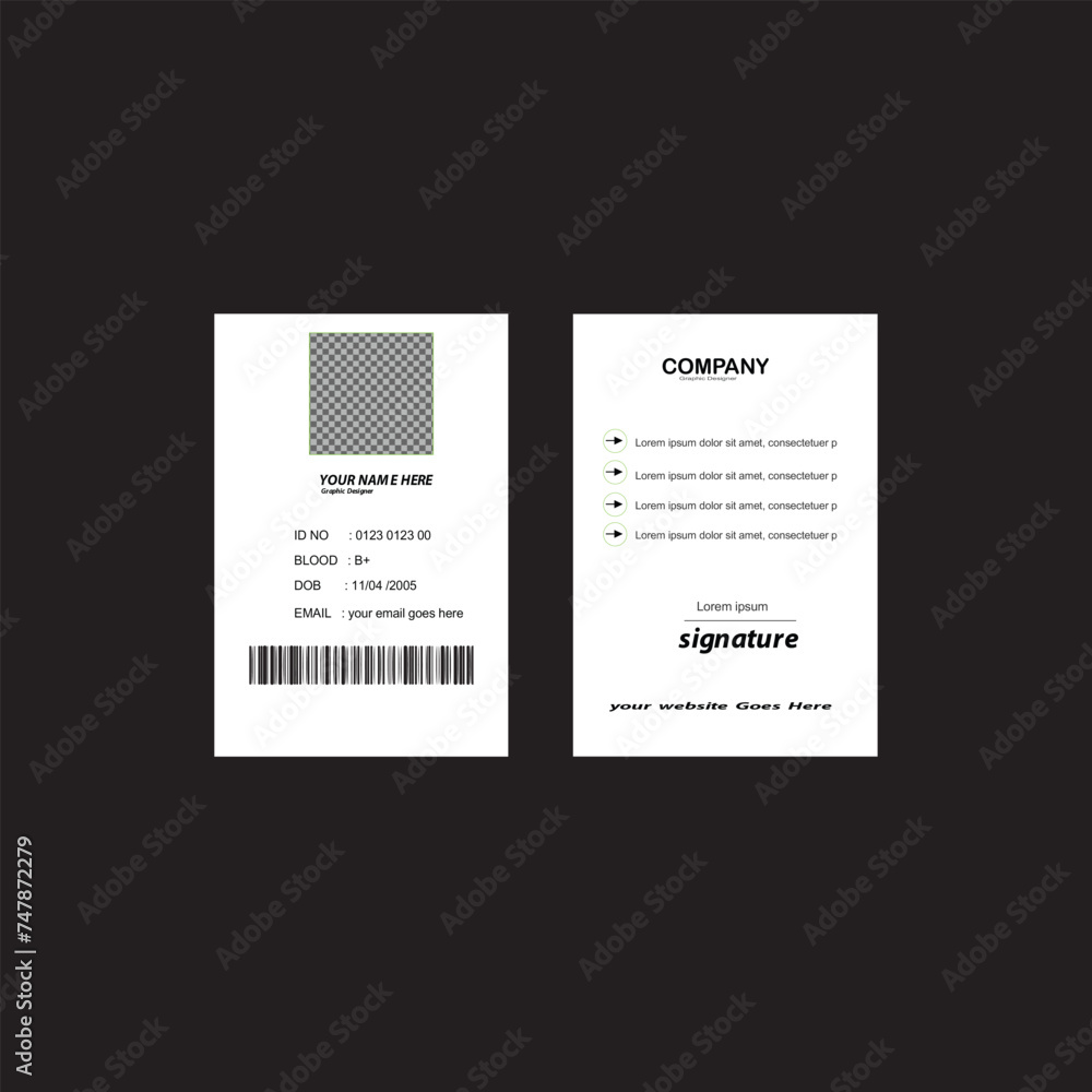 Id card. Corporate event staff badges, identity employee name label ...
