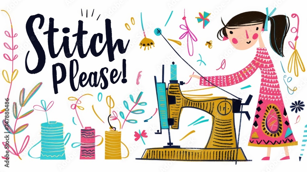 Artistic illustration of a sewing machine, capturing the timeless tool ...