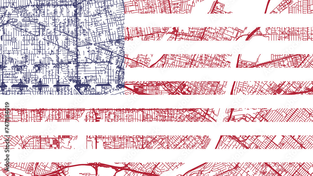 Map of the city of El Monte California with an American Flag overlay ...