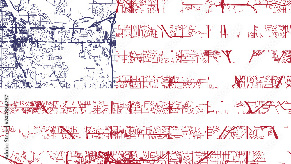 Map of the city of Gladstone Missouri with an American Flag overlay ...
