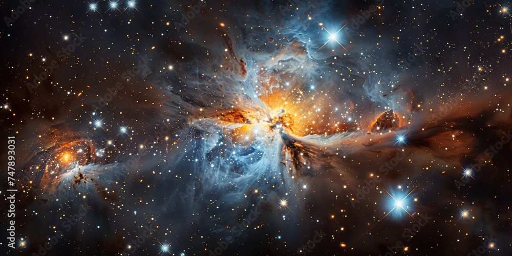 Spectacular view of the Orion Nebula in vivid colors and intricate ...