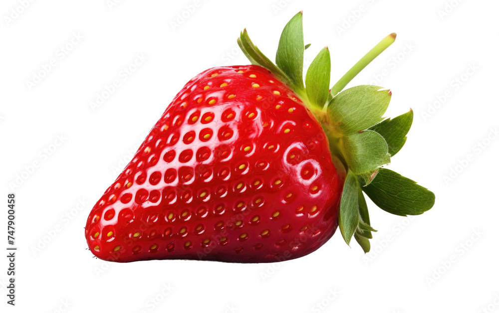 A detailed close up view of a ripe red strawberry. The strawberry ...
