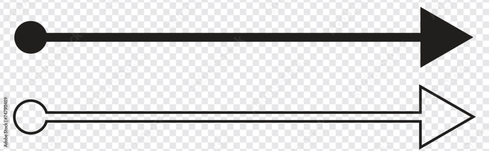 Straight line with point on start and arrow on finish. Symbol of ...