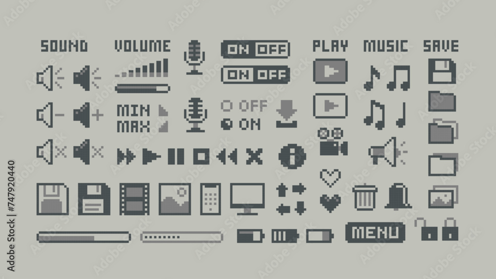 Perfect pixel icons of, media player buttons, computer icons, music ...