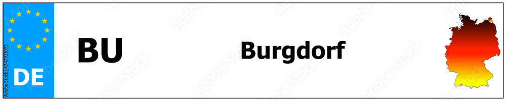 Burgdorf car licence plate sticker name and map of Germany. Vehicle ...