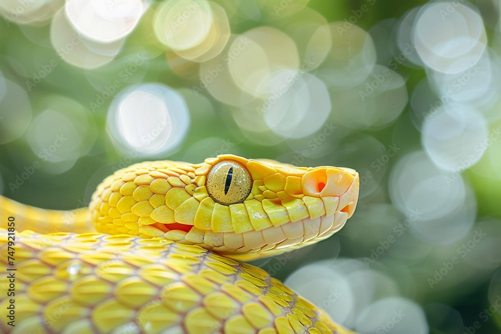 Yellow pit viper snake flat nosed pit vipe Stock Photo | Adobe Stock