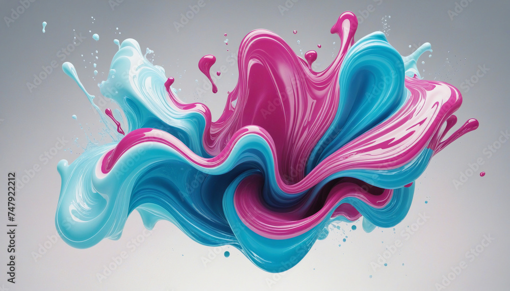 liquid magenta and blue swirls frozen in an abstract futuristic 3d ...