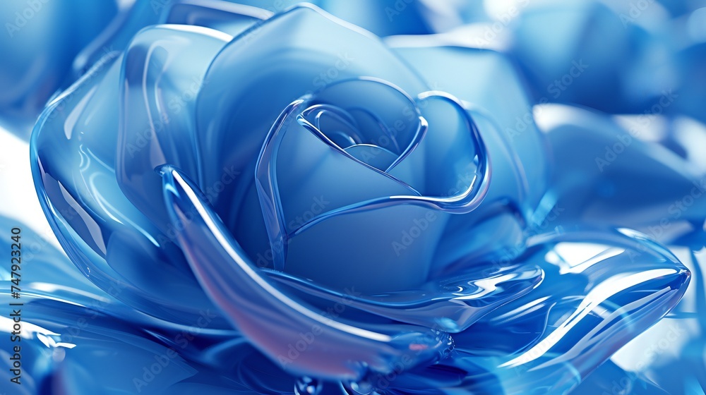 the serene bloom of an azure rose in extreme macro, highlighting the ...