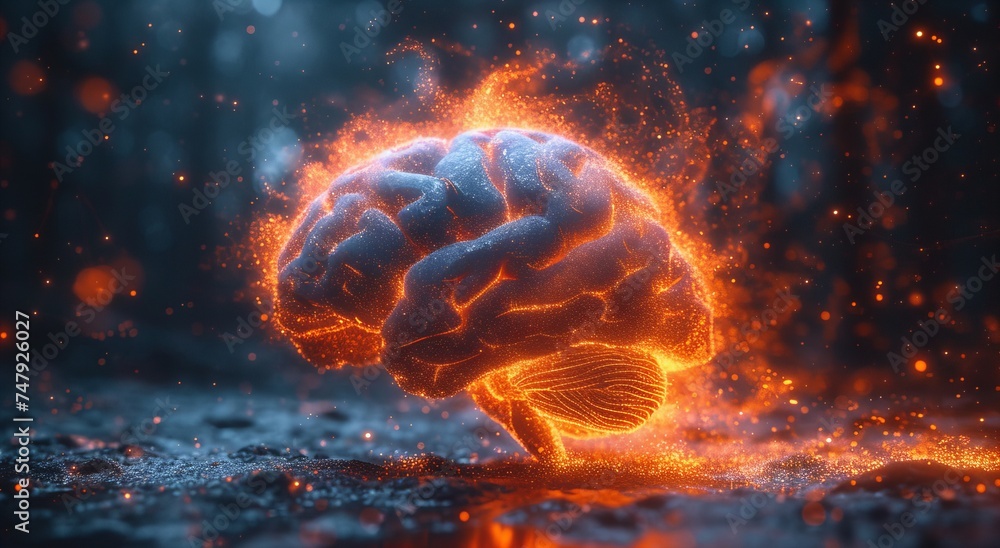 Magnetic Resonance Image (MRI) Colorful brain image with black isolated ...