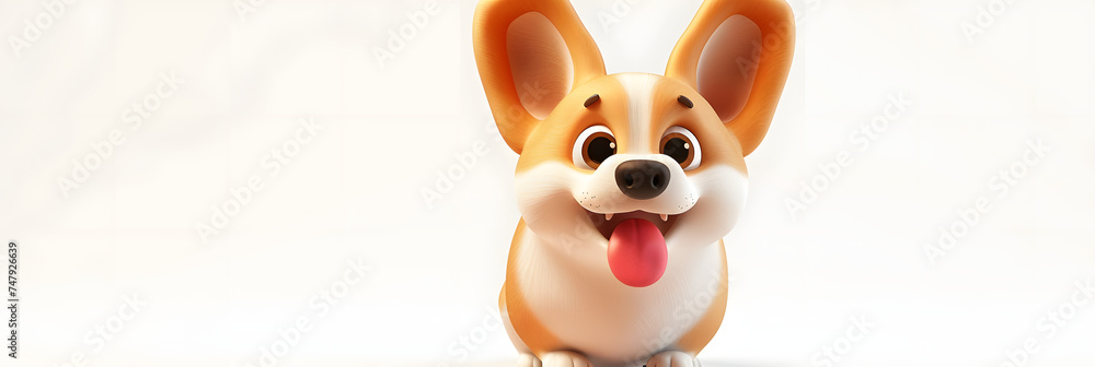 Simple fat cute funny kawaii fluffy cartoon orange corgi puppy, dot ...