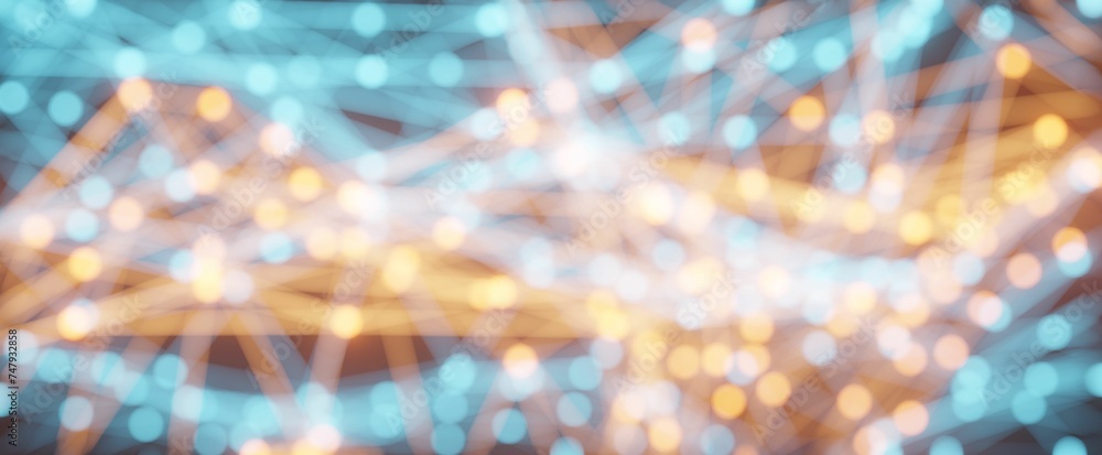 Soft focused, digitally generated abstract render, visualization of a neural network, IT ...